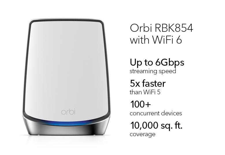 Orbi RBK854 WiFi 6 Mesh System 4-Pack Orbi 850 Series | NETGEAR