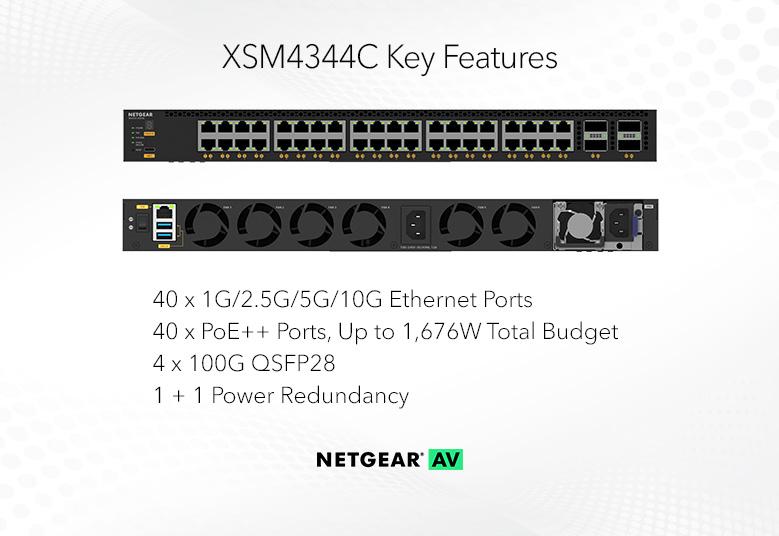 XSM4344C 44-Port Multi Gig & 4x QSFP28 Switch - NETGEAR AV M4350