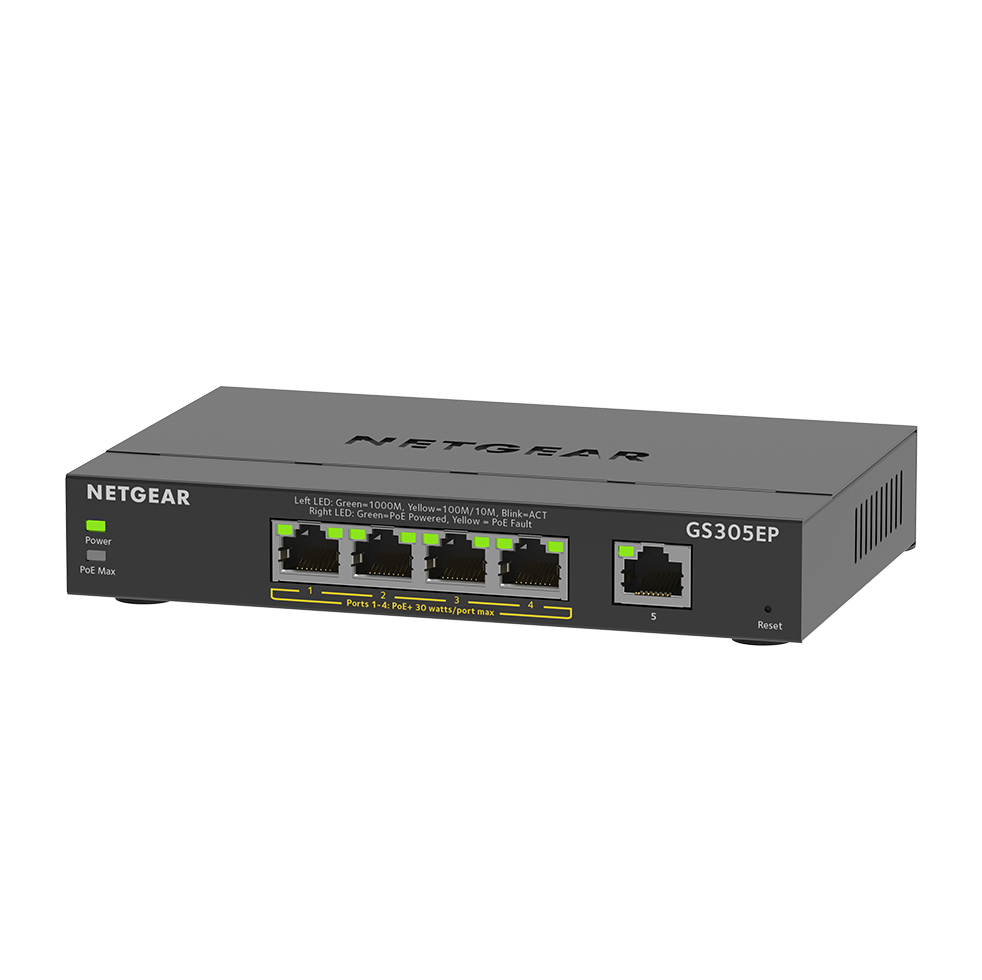 300 Series 5-Port Gigabit Wired Switch (120W) - GS305EPP | NETGEAR