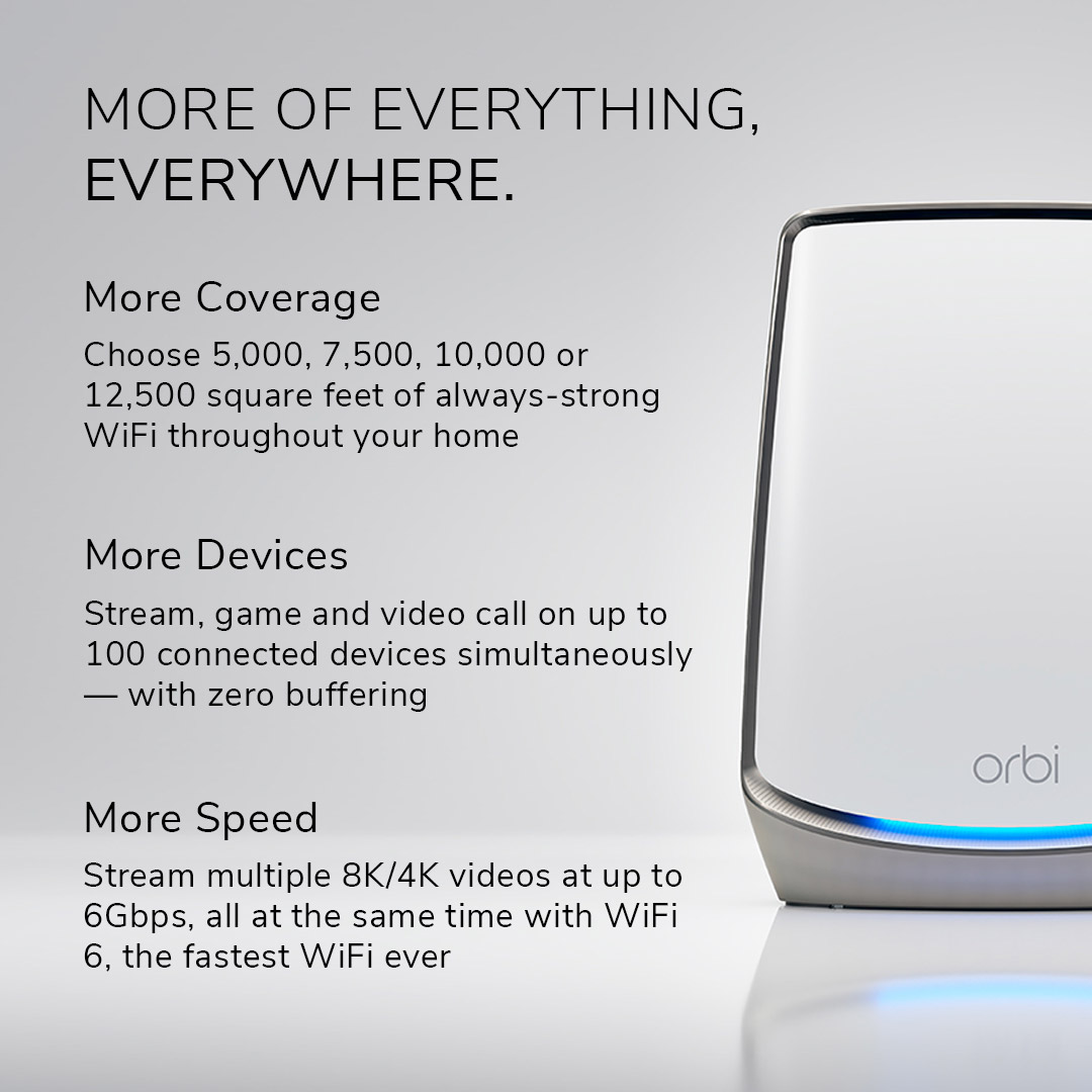 Orbi WiFi 6 System - RBK853 Tri-Band Mesh WiFi System | NETGEAR