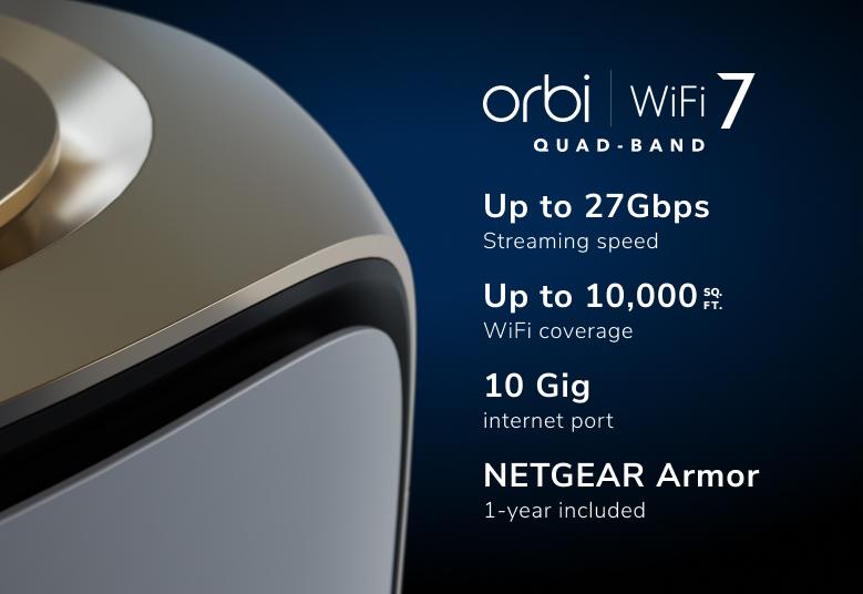 Orbi 970系列四頻WiFi 7 Mesh系統-3個裝-白色- RBE973S - NETGEAR新加坡